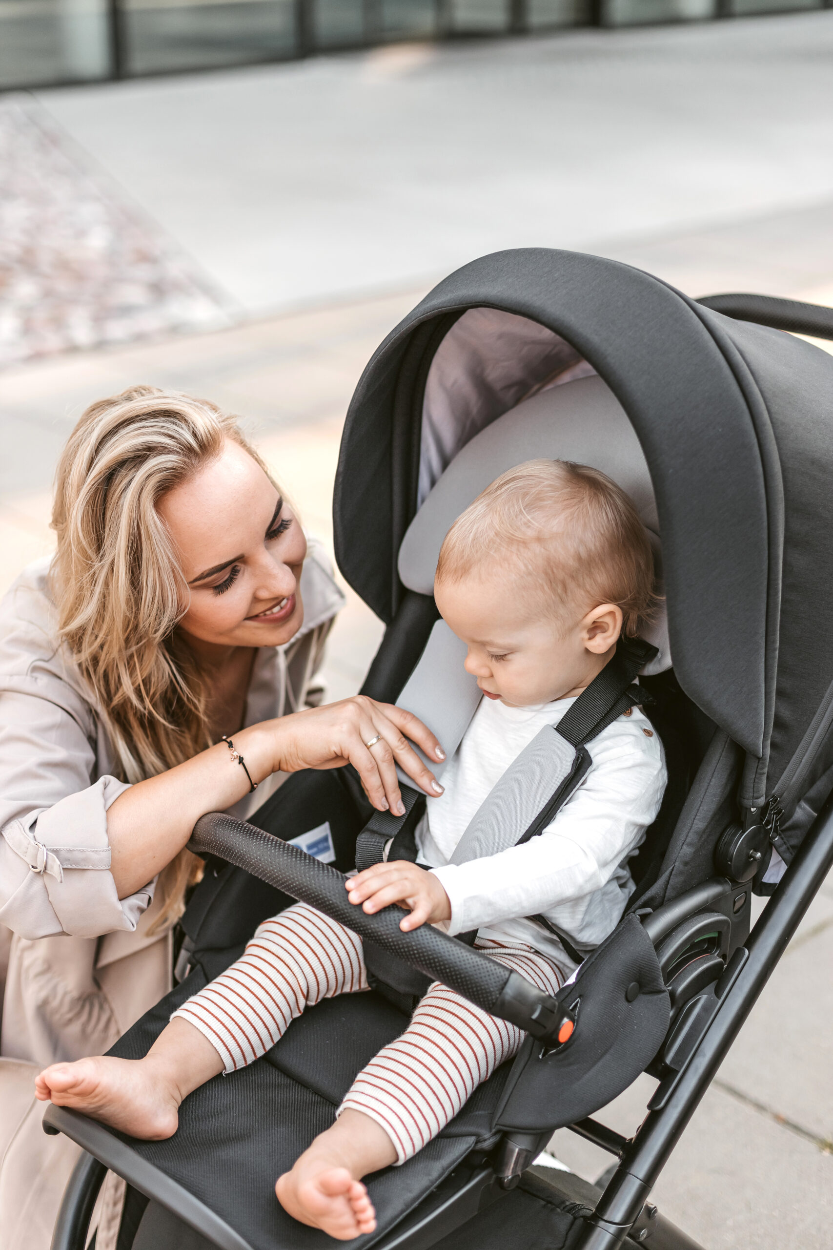 B-Shadow Grey PU Leather All-In-One Stroller - Bo Jungle